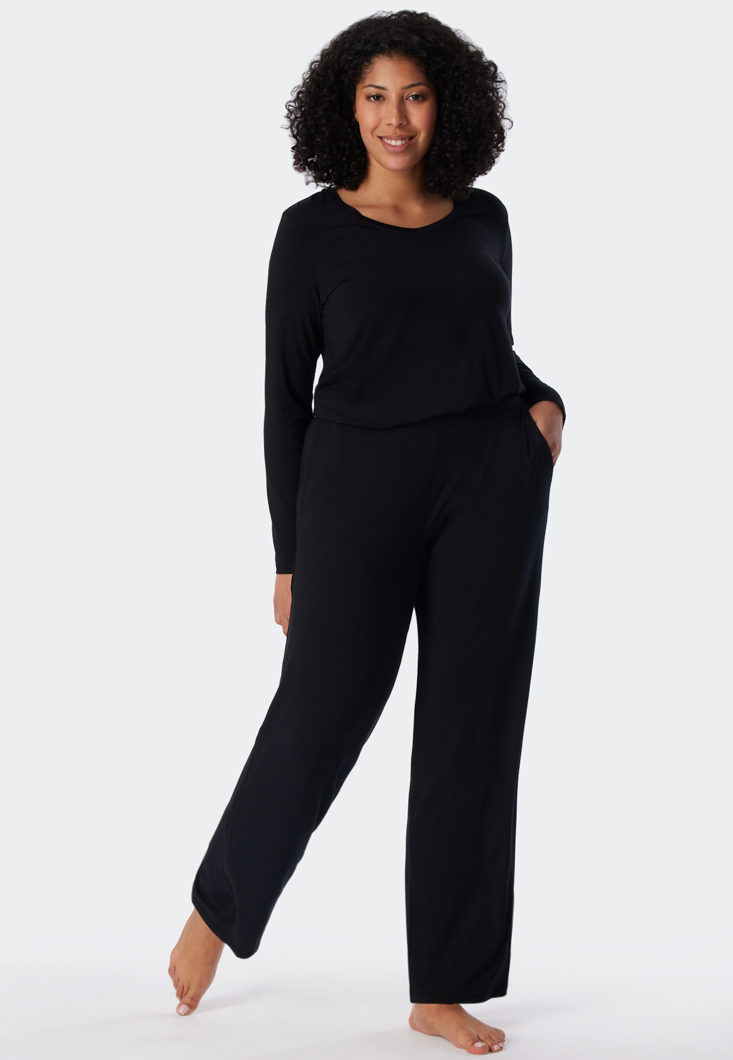 Lounge pants long modal Marlene cut black - Mix + Relax | SCHIESSER