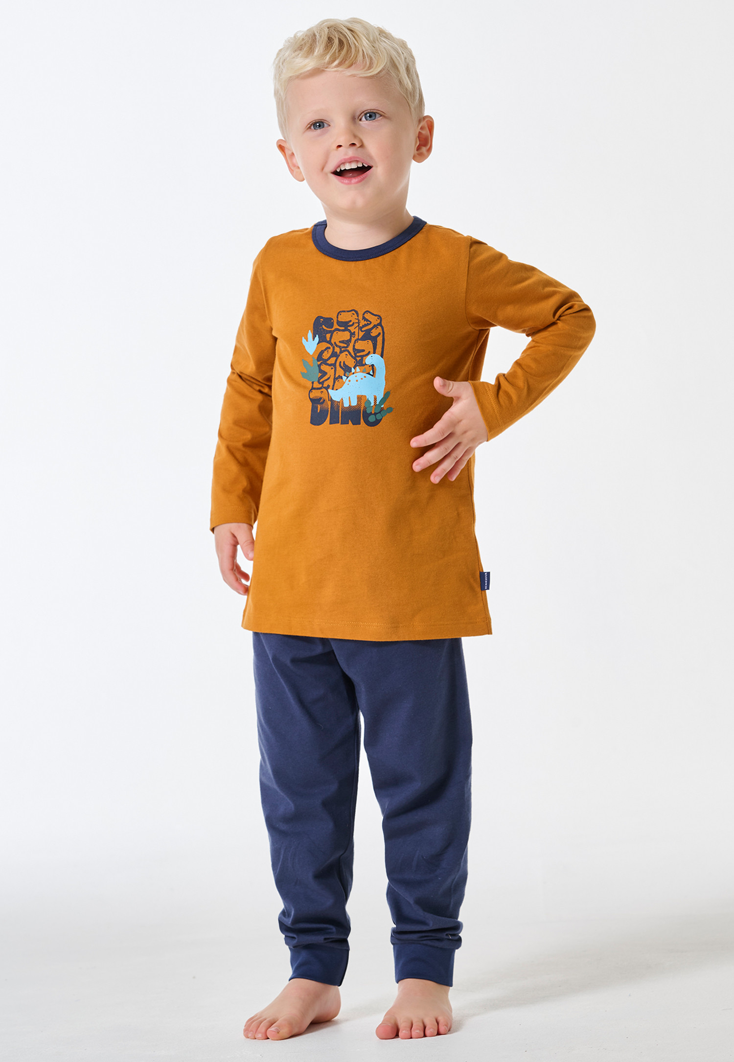 Schlafanzug lang Bündchen Dino curry - Kids Nightwear | SCHIESSER