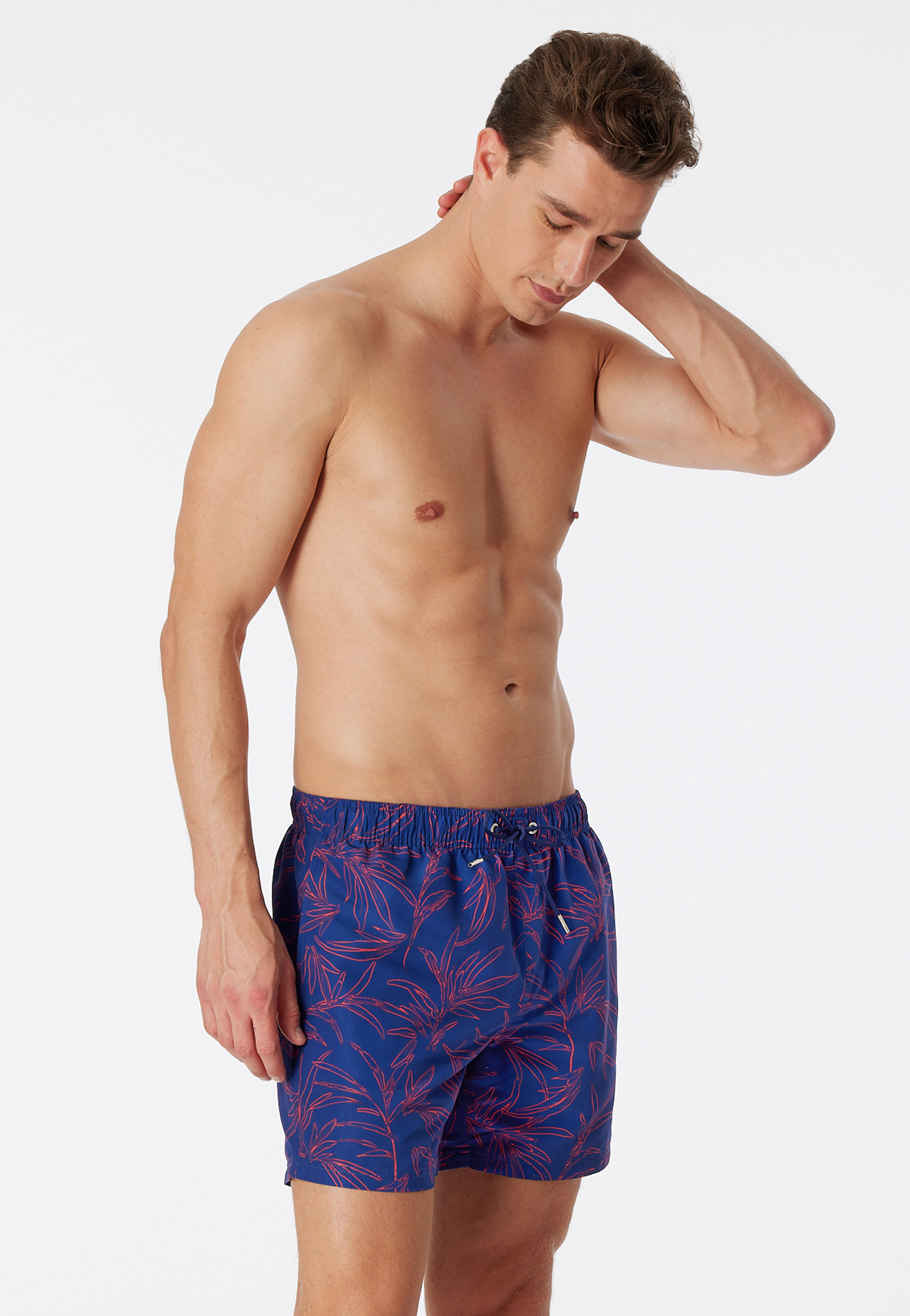 Swimshorts woven fabric patterned red - Modern Swim | SCHIESSER