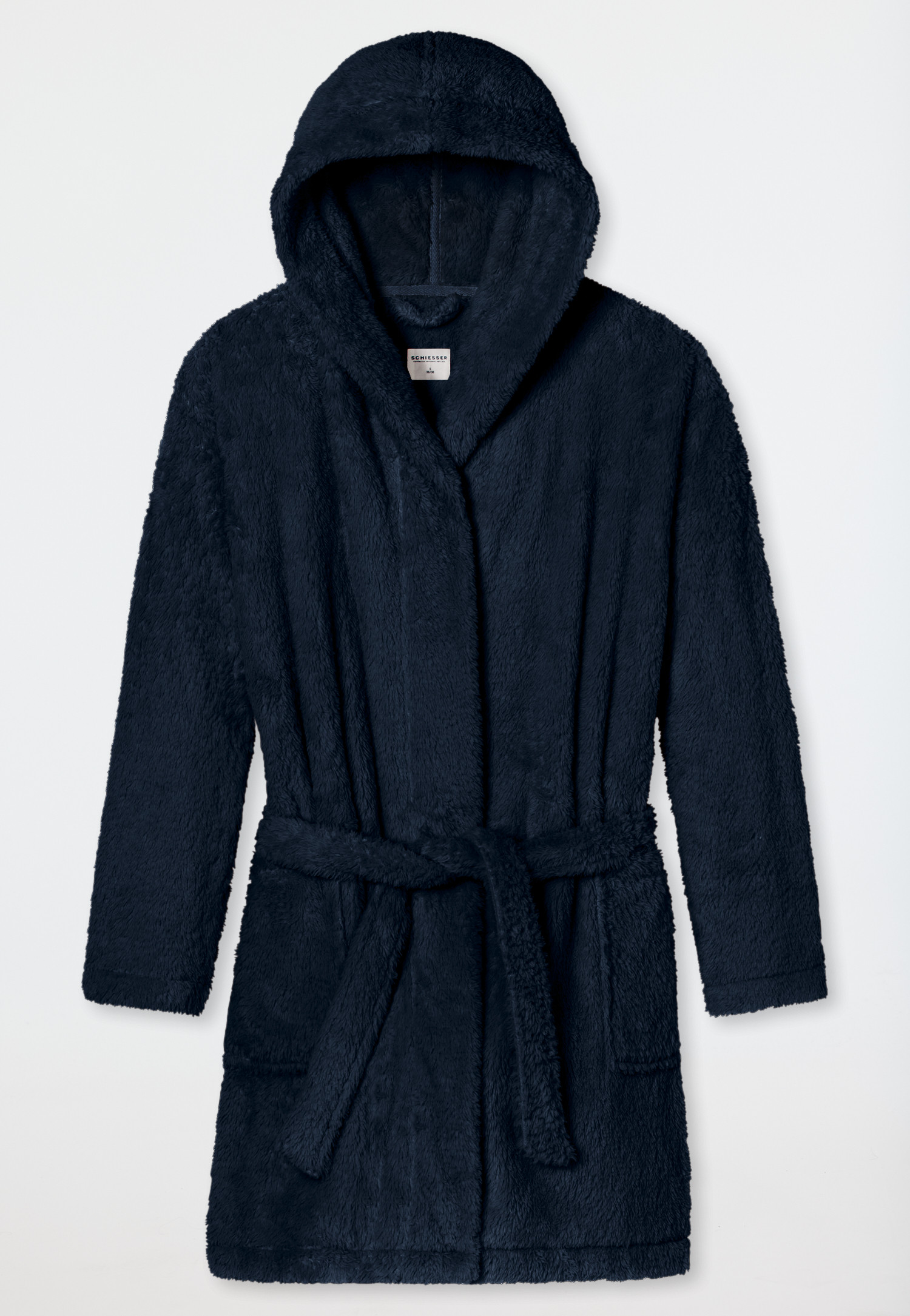 Morgenmantel Teddy-Fleece Comfort-Fit dunkelblau - Essentials | SCHIESSER