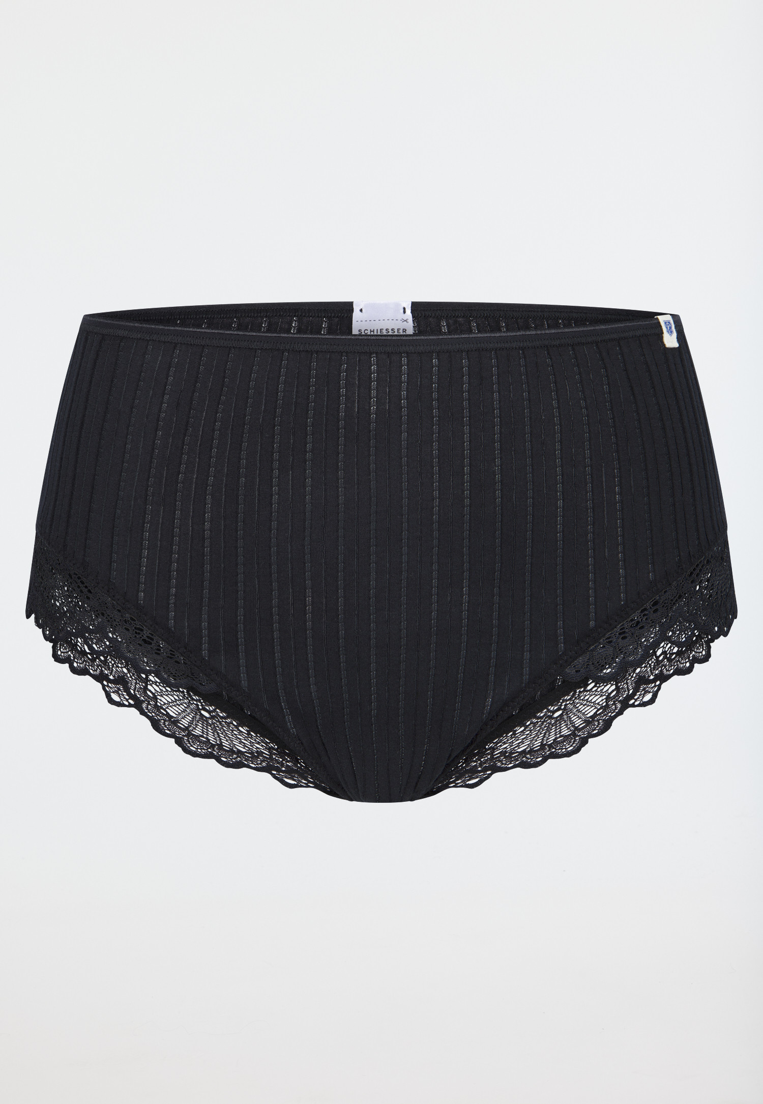 Midi panty fine rib needle out structure lace black - Revival Marie ...