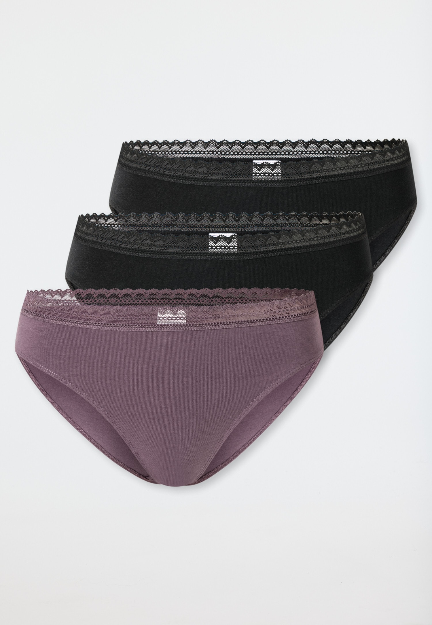 Rio briefs 3-pack lace black/purple - Modern Multipacks | SCHIESSER