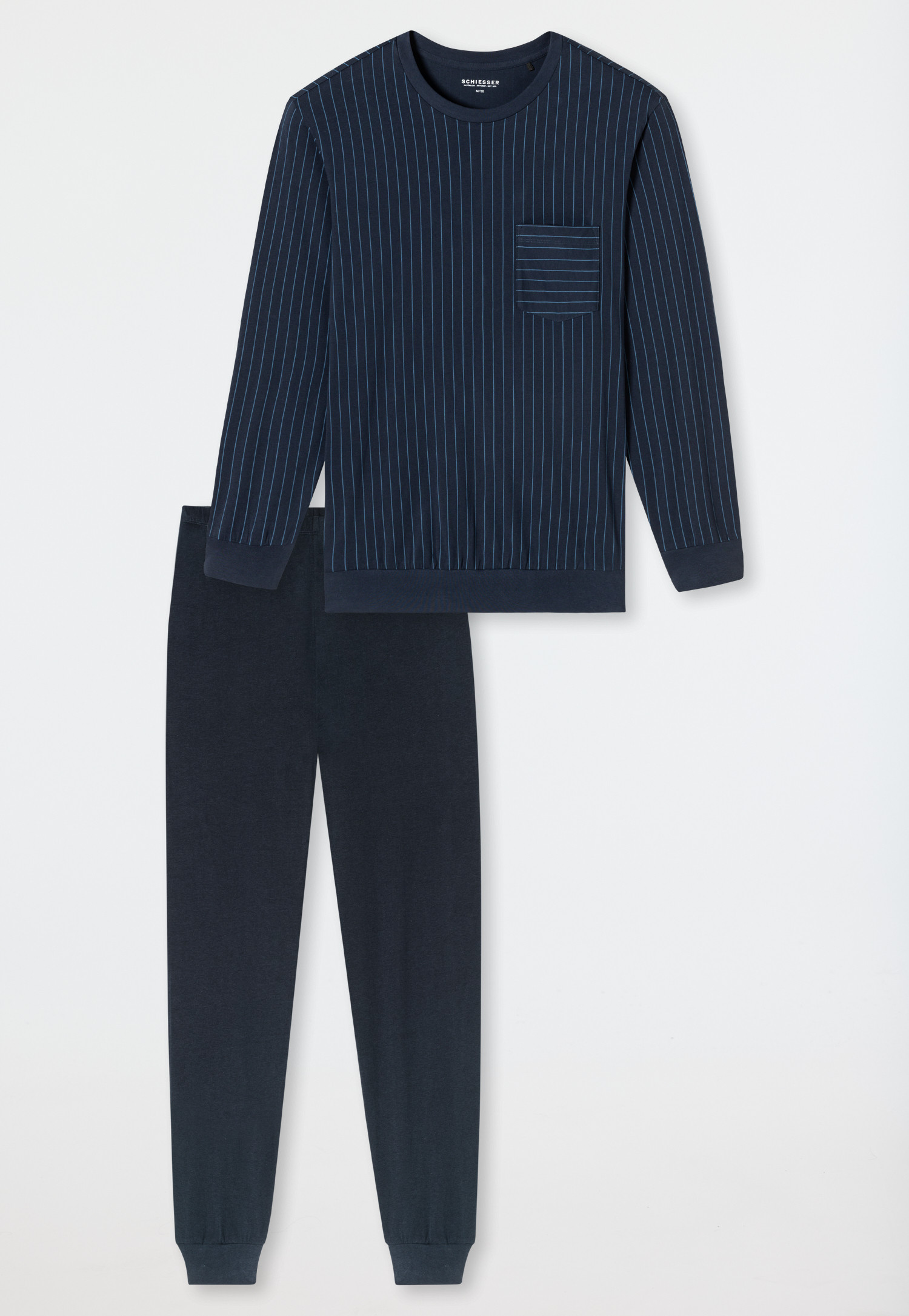Pyjama lange manchetten strepen donkerblauw - Comfort Essentials ...