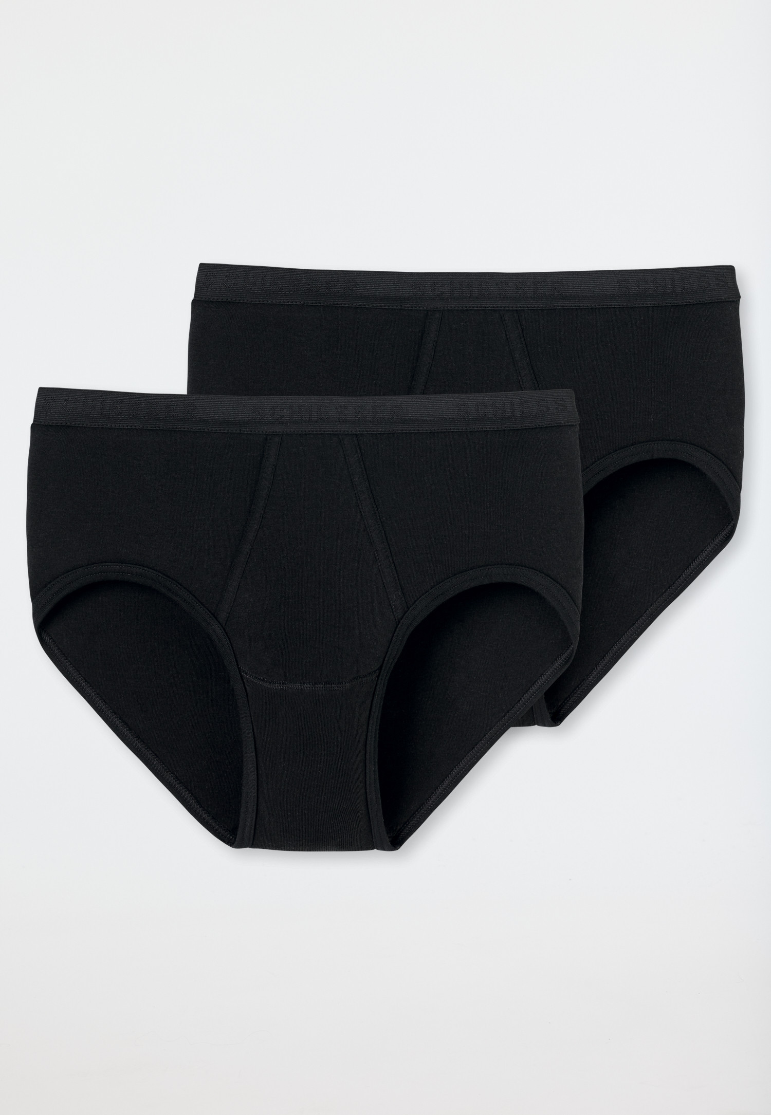 Sports briefs 2-pack with fly fine rib black - Original Feinripp ...