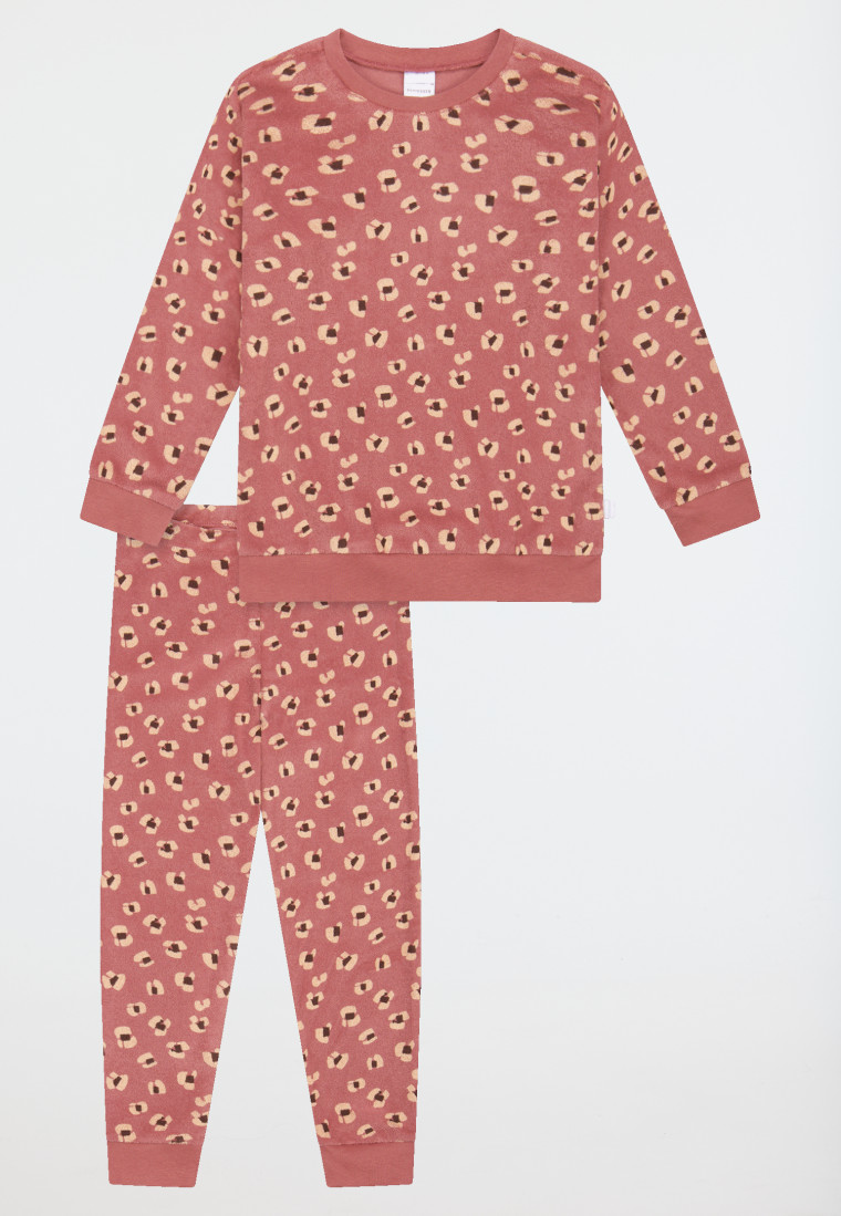 Long pyjamas terry towelling animal print dusky pink - Kids Nightwear ...