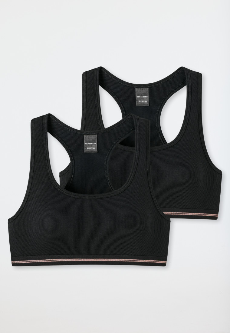 Bustiers 2-pack double rib black - Long Life Rib | SCHIESSER