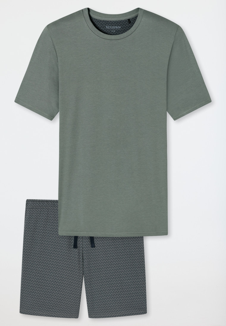 Pajamas short interlock jade patterned - Fine Interlock | SCHIESSER
