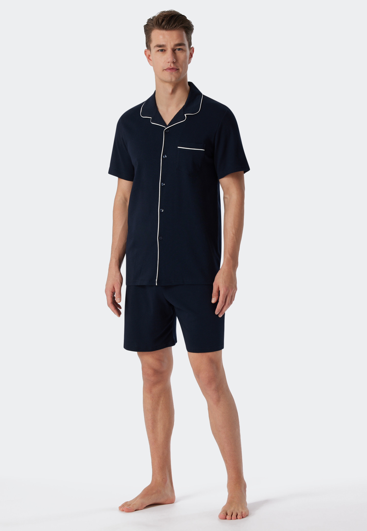 Pyjama kurz Interlock dunkelblau - Fine Interlock | SCHIESSER