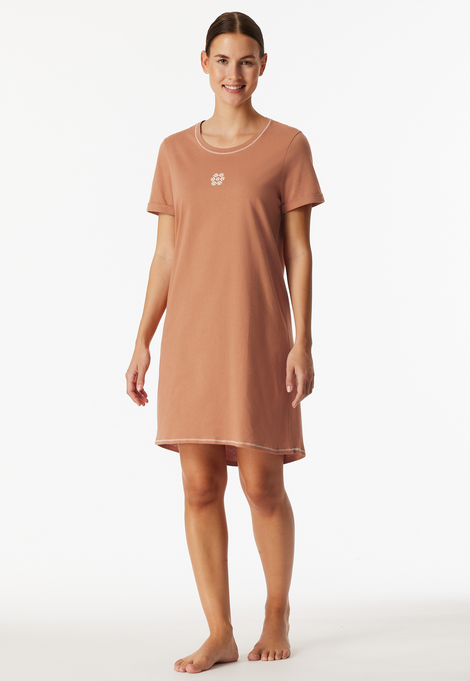 Sleepshirt kurzarm Schneeflocke rost - Casual Essentials | SCHIESSER