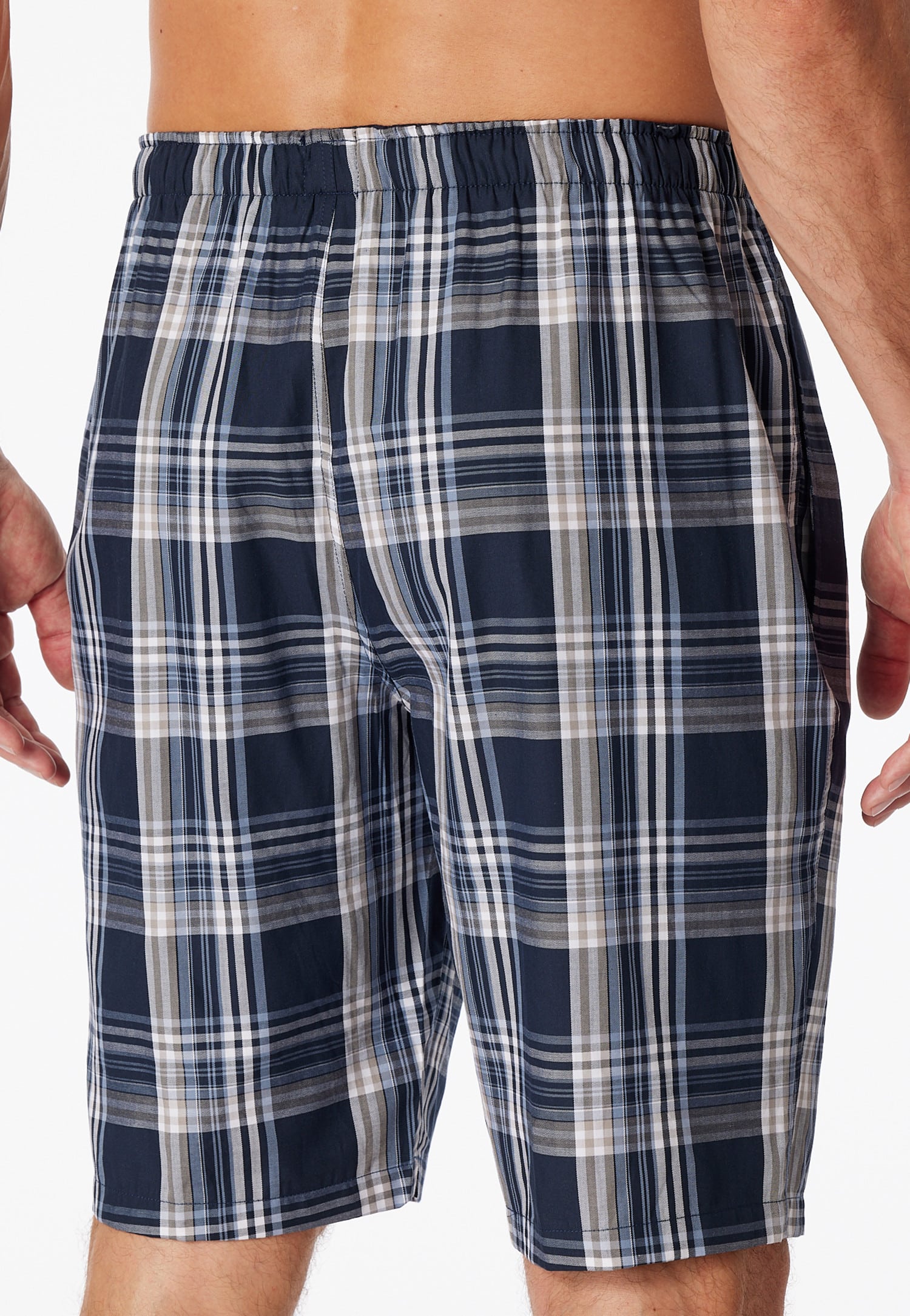 Long woven boxers blue and white check - Mix & Relax | SCHIESSER