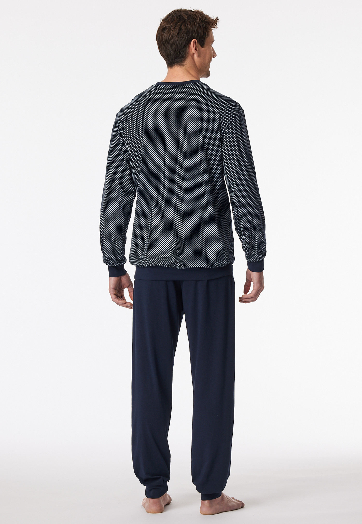 Schlafanzug lang Bündchen nachtblau - Comfort Essentials | SCHIESSER