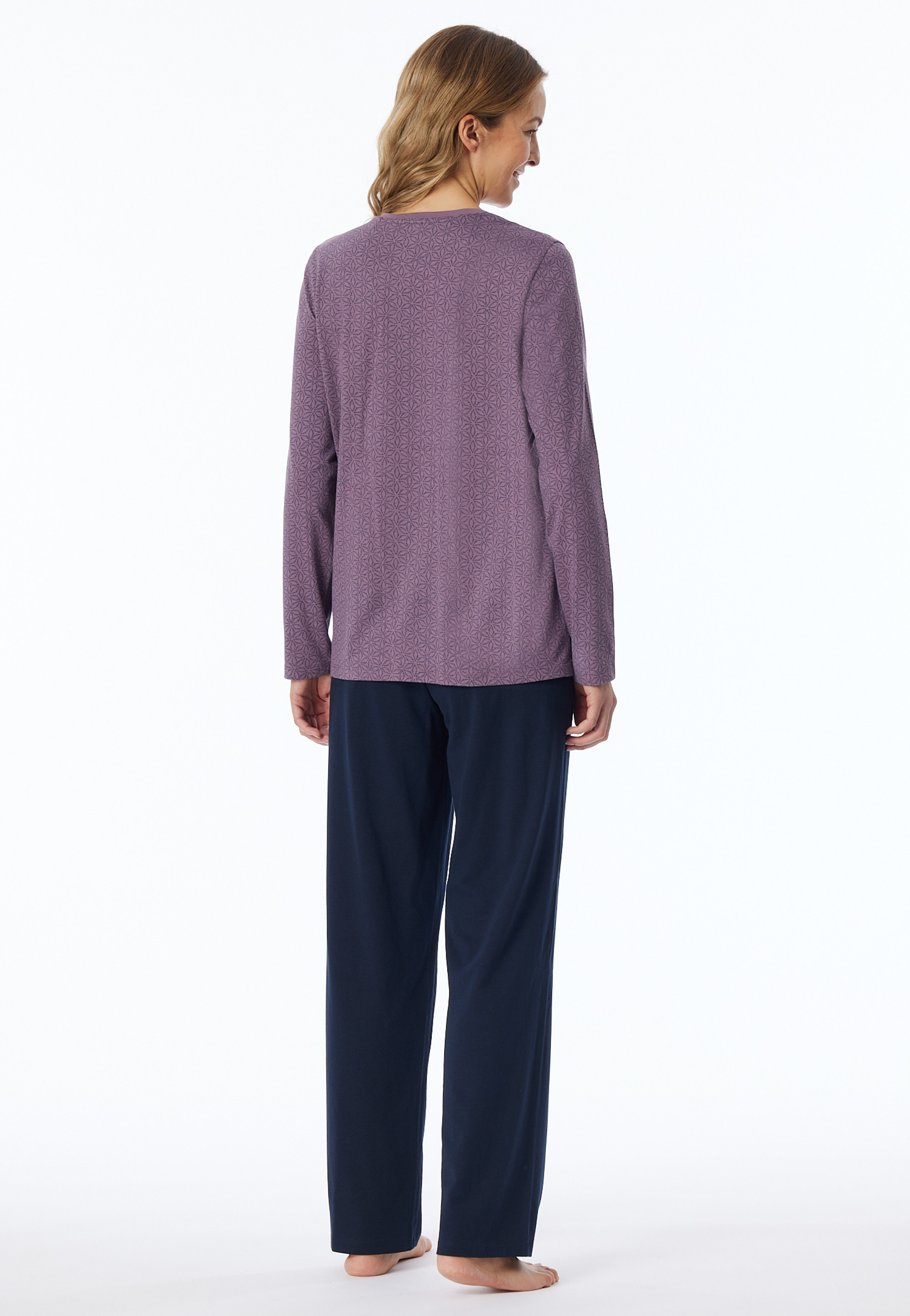 Pyjama lengte mauve patroon - Comfort Essentials | SCHIESSER