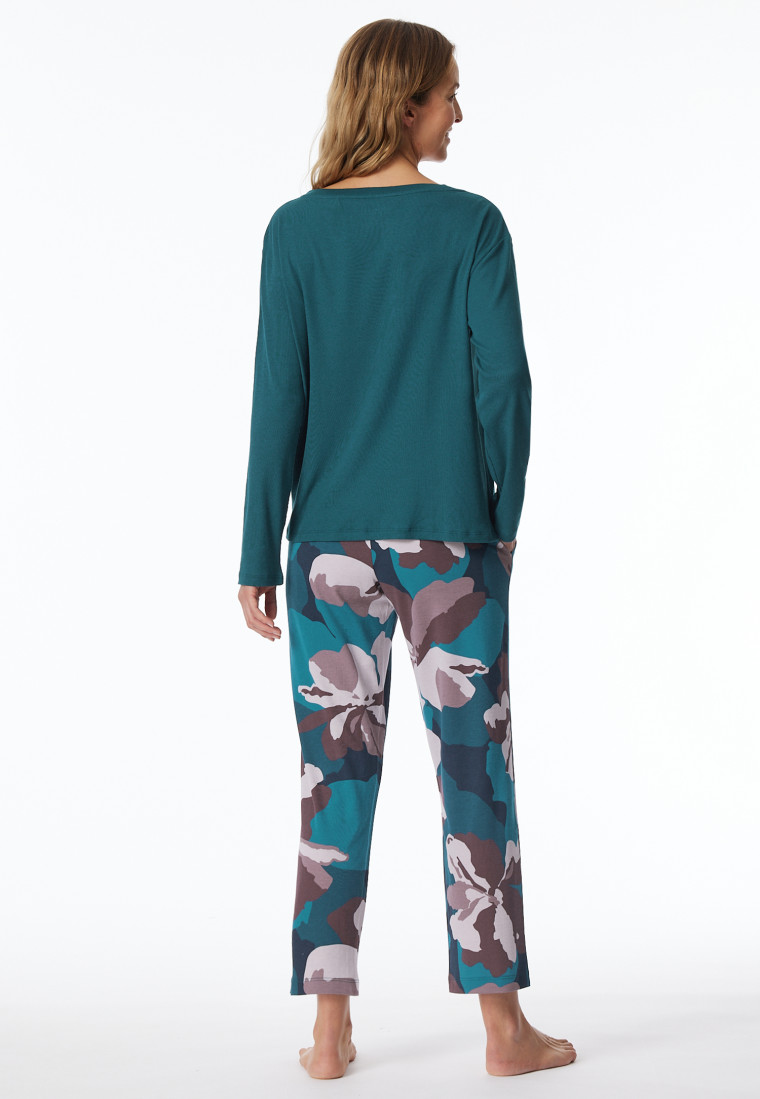 Pajamas 7/8 double rib petroleum - Modern Nightwear | SCHIESSER