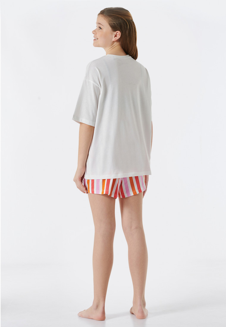 Pigiama corto in Organic Cotton a righe fiori bianco sporco - Nightwear ...