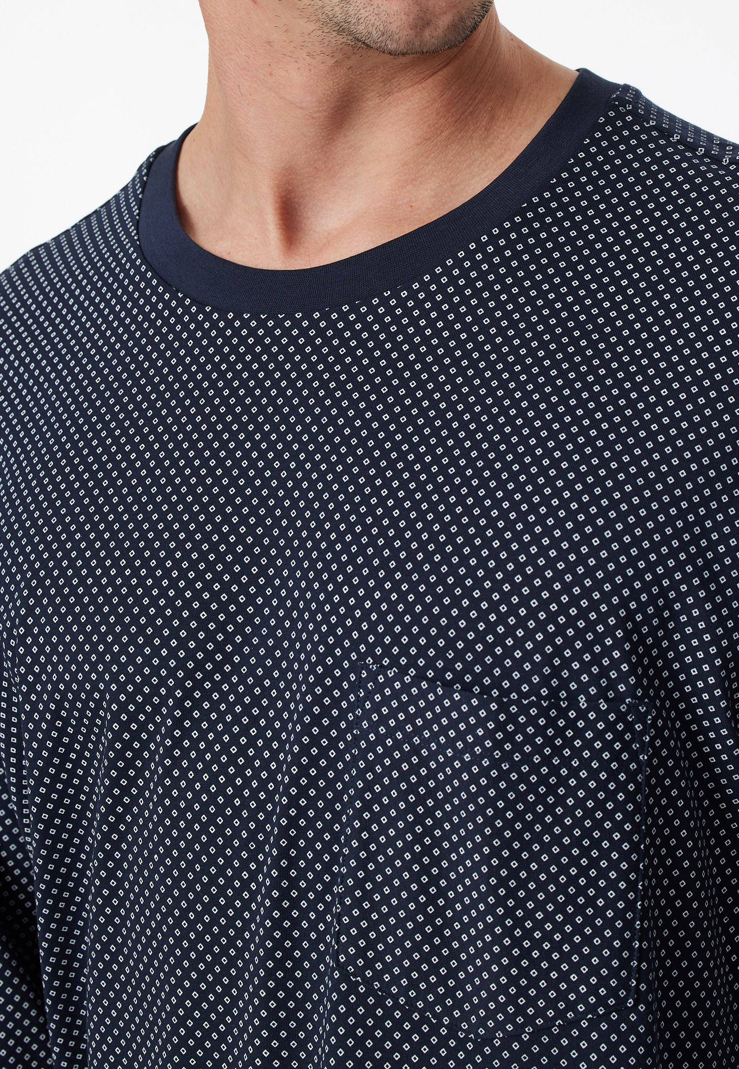 Schlafanzug lang Bündchen nachtblau - Comfort Essentials | SCHIESSER